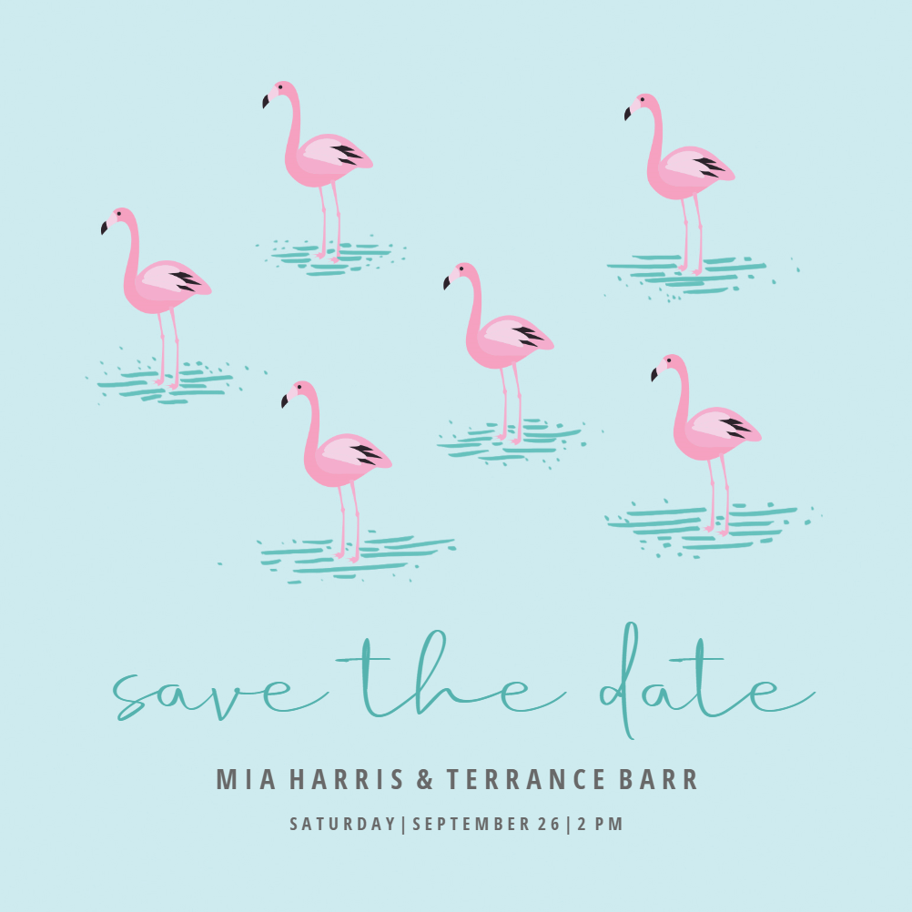 Flamingo Love - Save the Date Card (Free) | Greetings Island