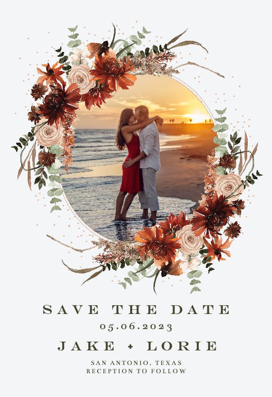 Floral Terracotta Frame - Save The Date Card Template | Greetings Island