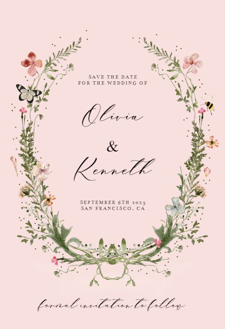 Fresh Spring Wreath - Save The Date Card Template | Greetings Island