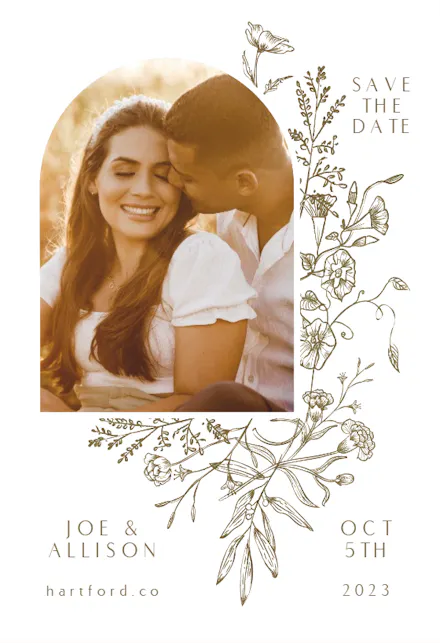 Gold Baroque Arch - Save The Date Card Template (Free) | Greetings Island