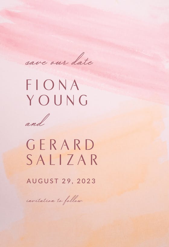 Pink Brush Blush - Save The Date Card Template (Free) | Greetings Island