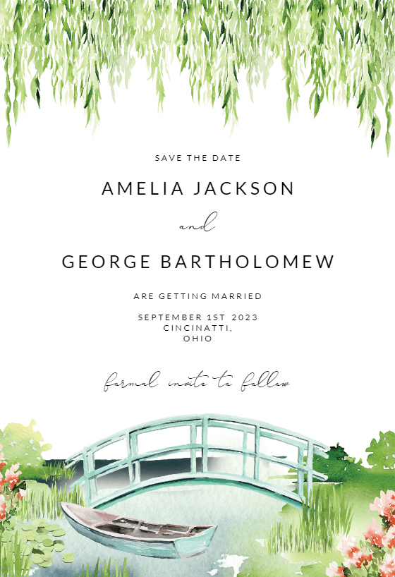 Romantic River - Save The Date Card Template (Free) | Greetings Island