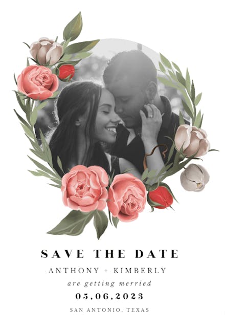 Soft Roses - Save The Date Card Template | Greetings Island