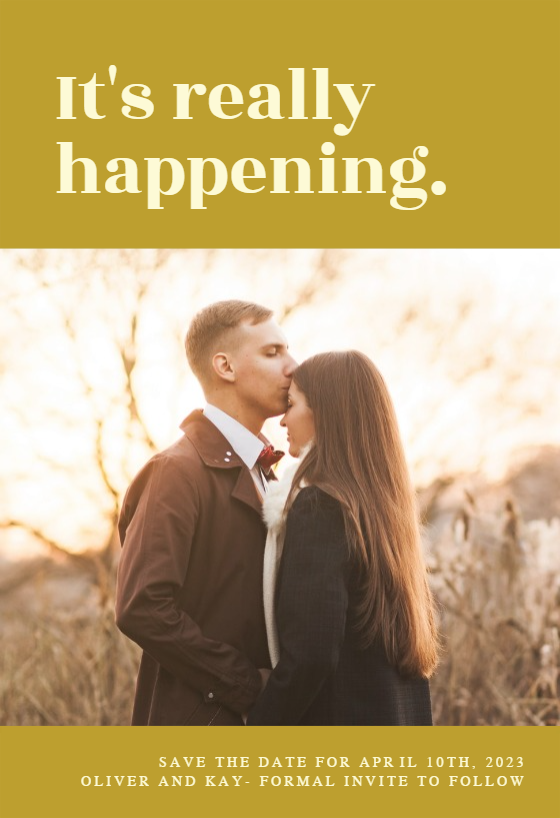 Trendy Bold Text - Save The Date Card Template (Free) | Greetings Island