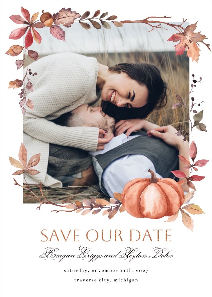 Watercolor Fall - Save the Date Card | Greetings Island