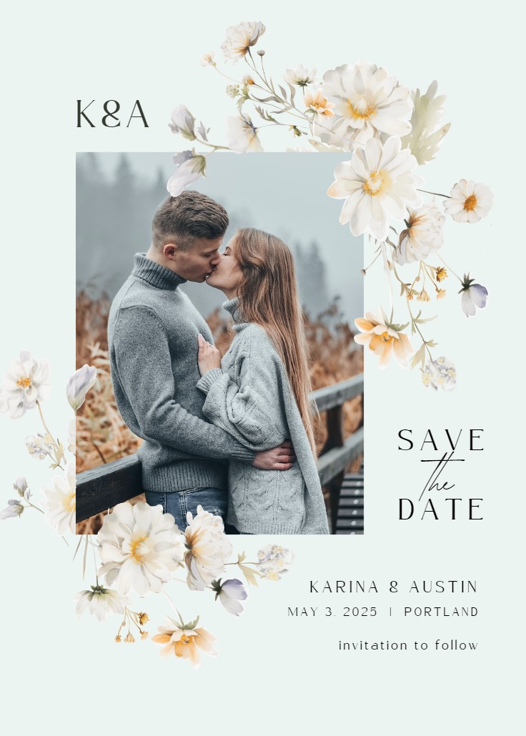 Surrounded By Blooms - Save The Date Card Template | Greetings Island