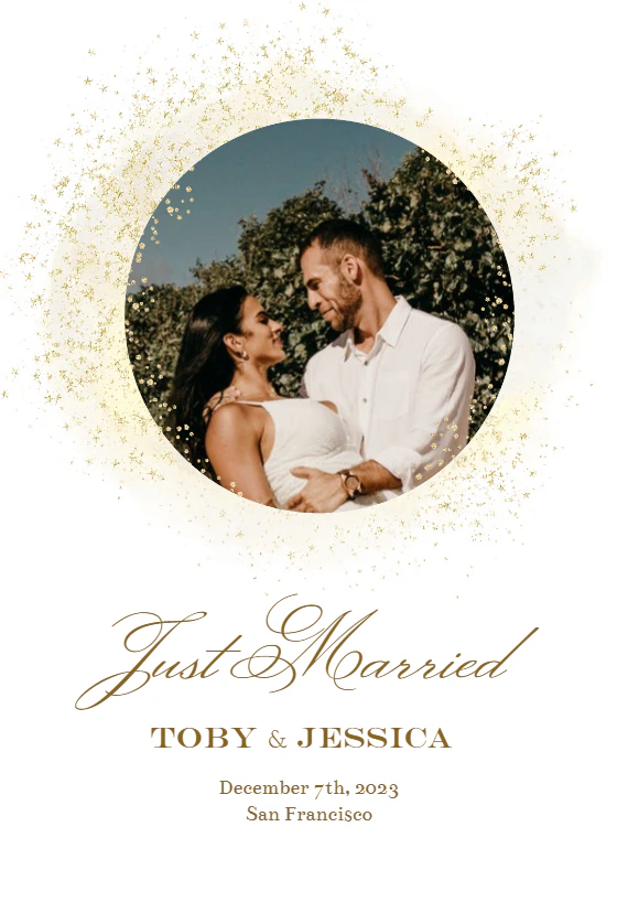 Blush Gold Spots - Wedding Announcement Template | Greetings Island