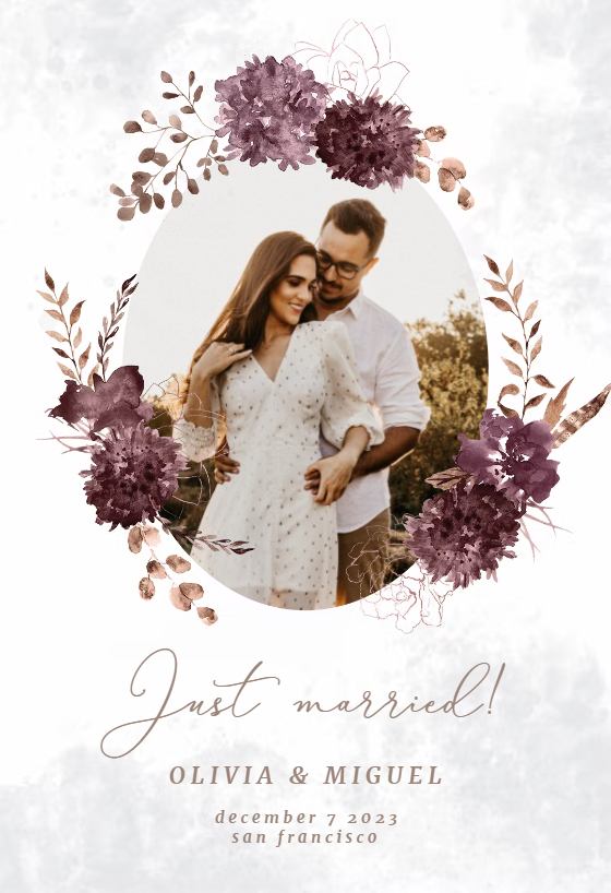 Sparkling rustic floral - Wedding Announcement Template | Greetings Island