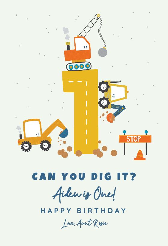 First dig it construction - Birthday Card (Free) | Greetings Island