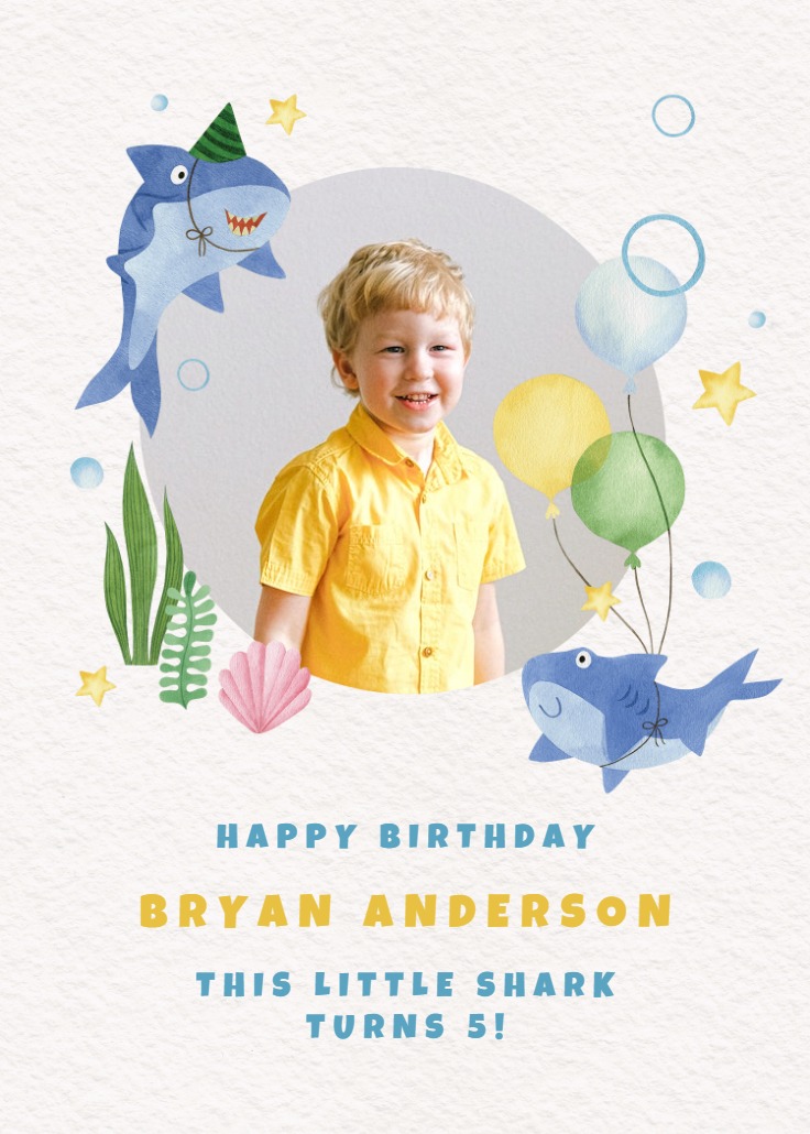 Watercolor Shark Photo - Birthday Card | Greetings Island