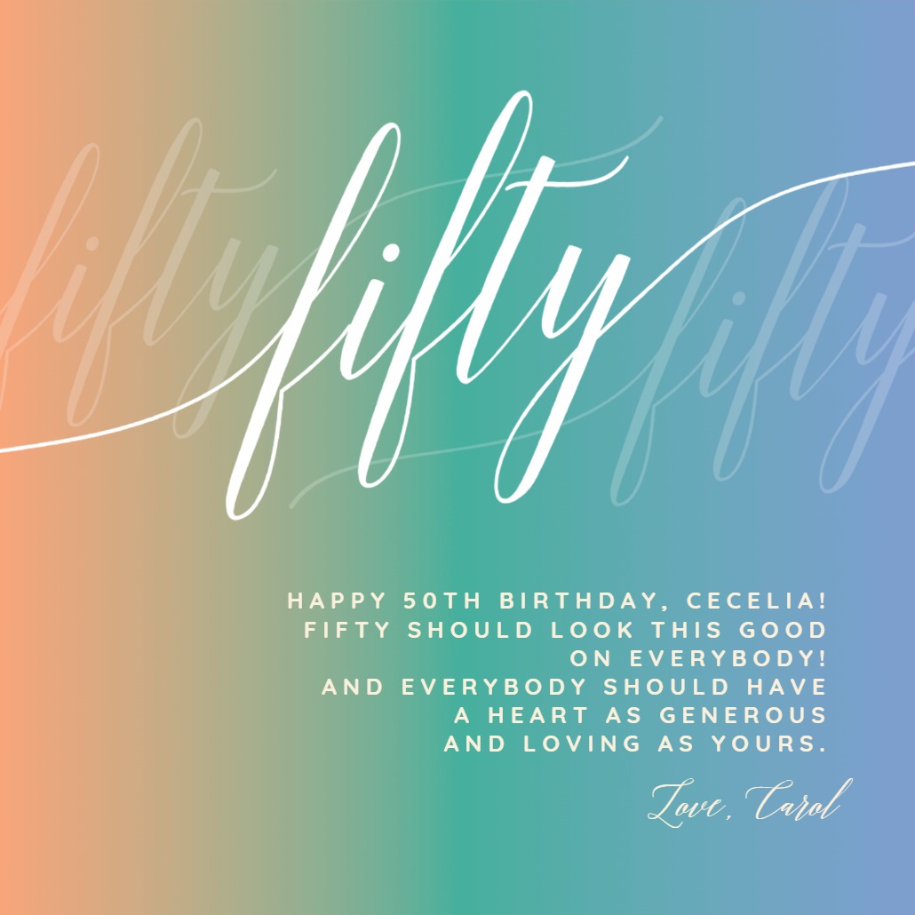 Cursive on Gradient - Birthday Card (Free) | Greetings Island