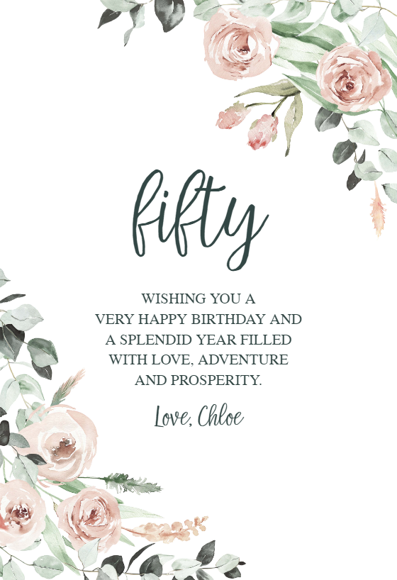 Radiant 50 - Birthday Card (Free) | Greetings Island