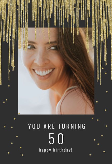 Glittery Striped Frame - Tarjeta De Cumpleaños | Greetings Island