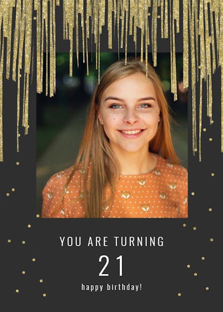 Glittery Stripes Frame - Tarjeta De Cumpleaños | Greetings Island