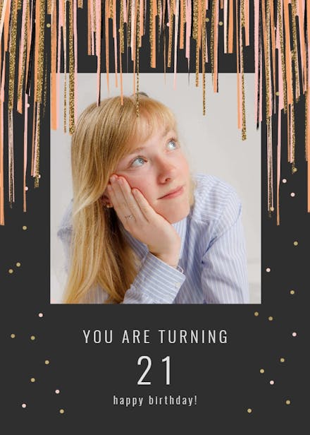 Glittery Stripes Frame - Tarjeta De Cumpleaños | Greetings Island