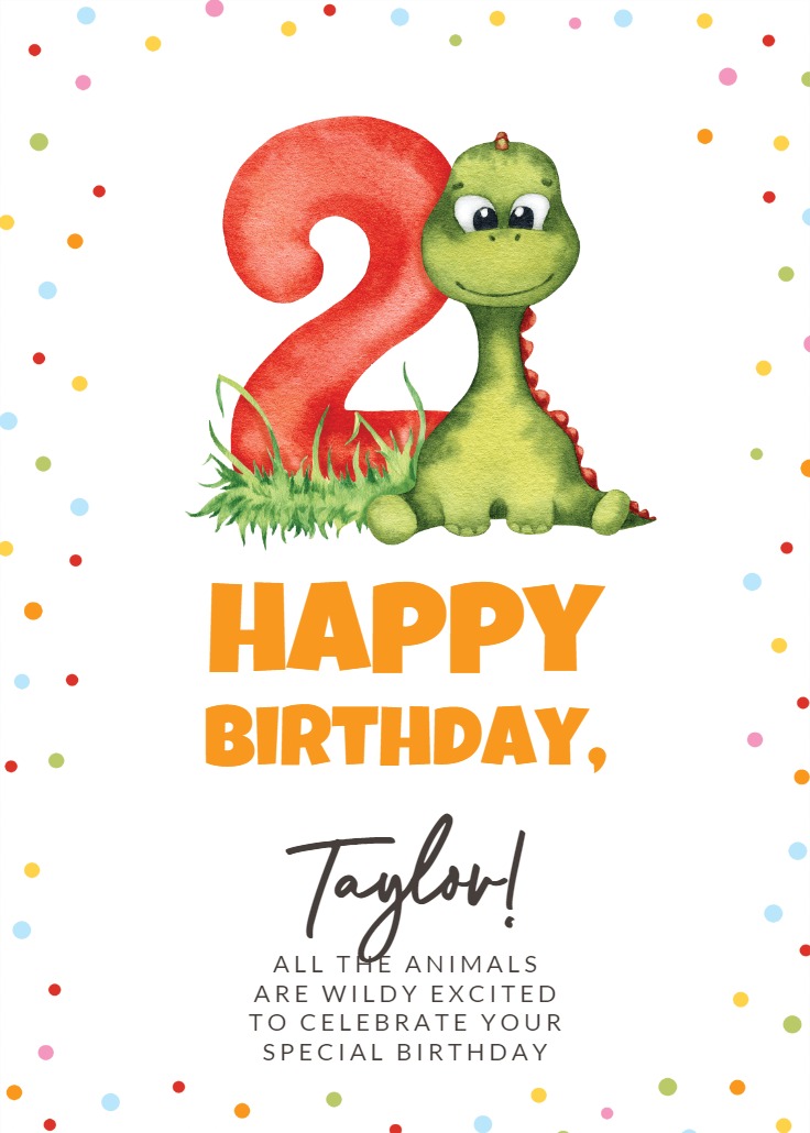 2nd Birthday Dinosaur - Birthday Card (Free) | Greetings Island