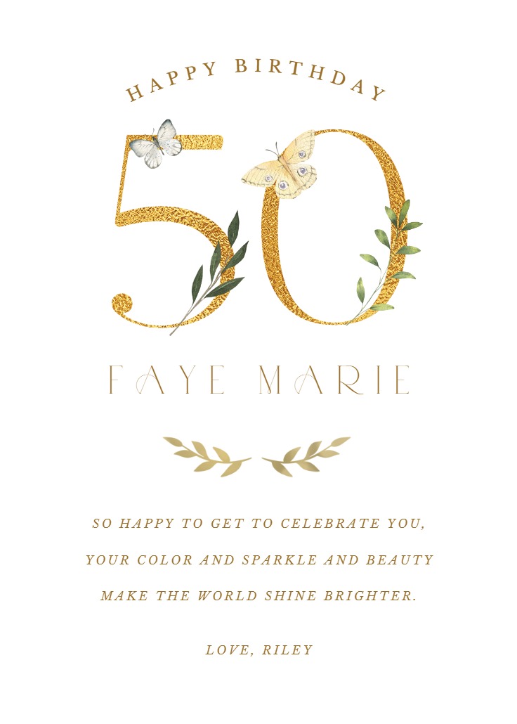 50 Years of Beauty - Birthday Card | Greetings Island