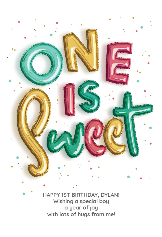 1st Balloon Message - Birthday Card (Free) | Greetings Island
