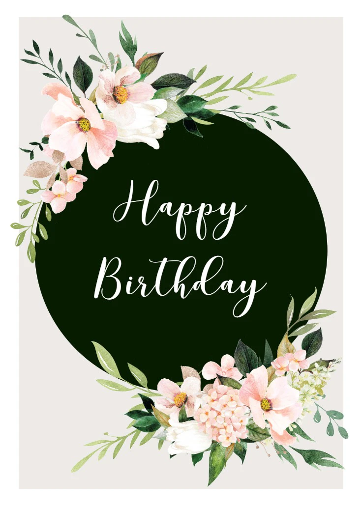 Elegant Botanical Wreath - Birthday Card | Greetings Island