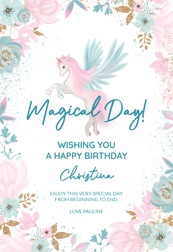 Unicorn Fairy Garden - Birthday Card | Greetings Island