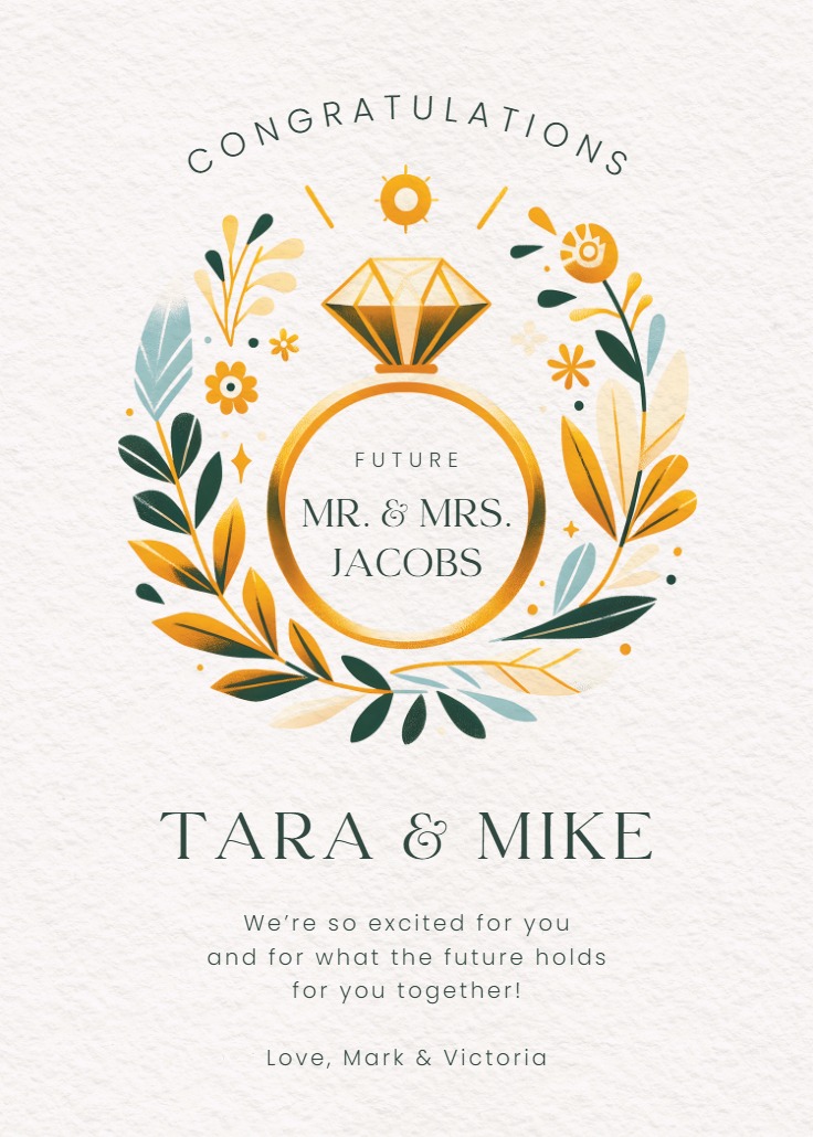 Bold Diamond Ring - Engagement Congratulations Card | Greetings Island