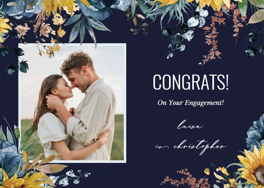 Sunflower and Blue - Engagement Congratulations Card (Free) | Greetings ...