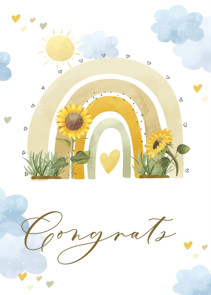 Sunflower rainbow - Congratulations Card | Greetings Island