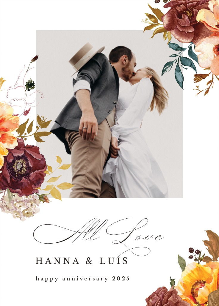 Autumn Flowers Photo - Happy Anniversary Card | Greetings Island