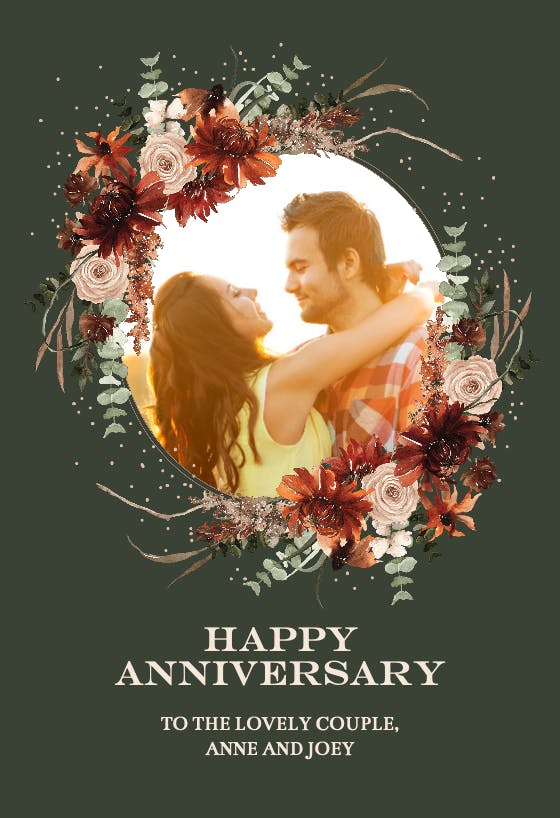 Floral Terracotta Frame - Tarjeta De Aniversario | Greetings Island