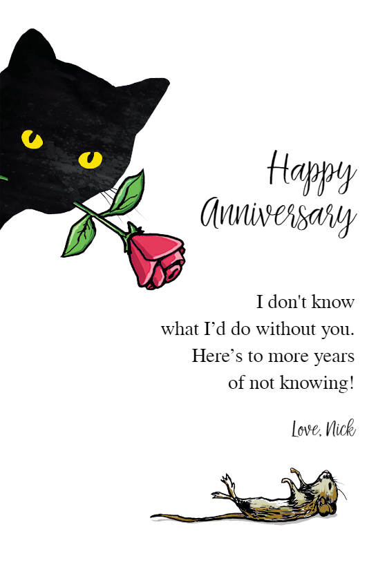 Romantic cat - Happy Anniversary Card | Greetings Island