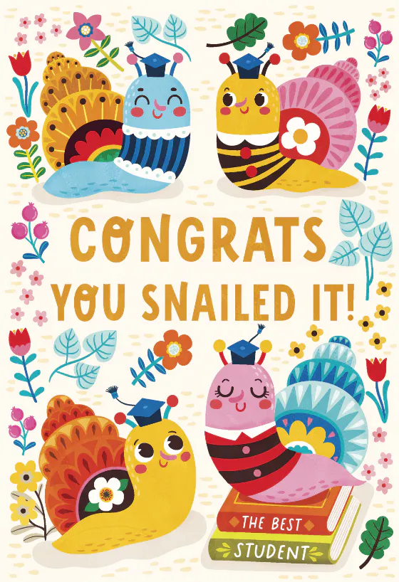 Cute Snails - Graduation Card (Free) | Greetings Island