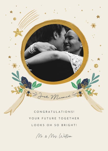 Gold Star Confetti - Free Wedding Congratulations Card | Greetings Island