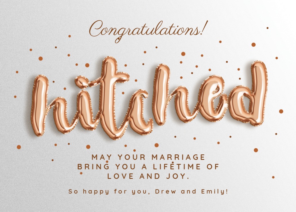 Golden Hitched - Wedding Congratulations Card (Free) | Greetings Island