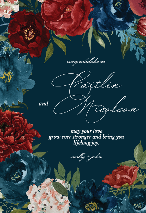 Purple Flowers - Free Wedding Congratulations Card | Greetings Island