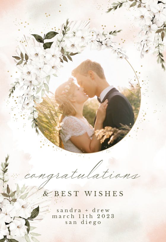 Romantic White Flowers Frame - Free Wedding Congratulations Card ...