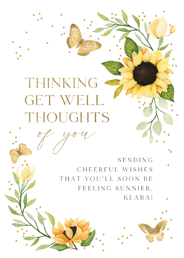 Sunflower Wishes - Get Well Soon Card | Greetings Island