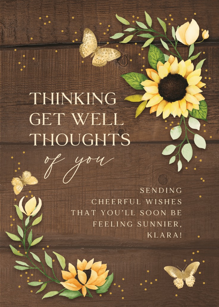 Sunflower Wishes - Get Well Soon Card | Greetings Island