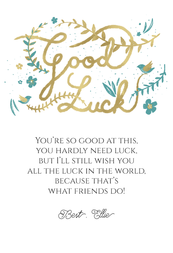 Cute Cursive - Good Luck Card (Free) | Greetings Island