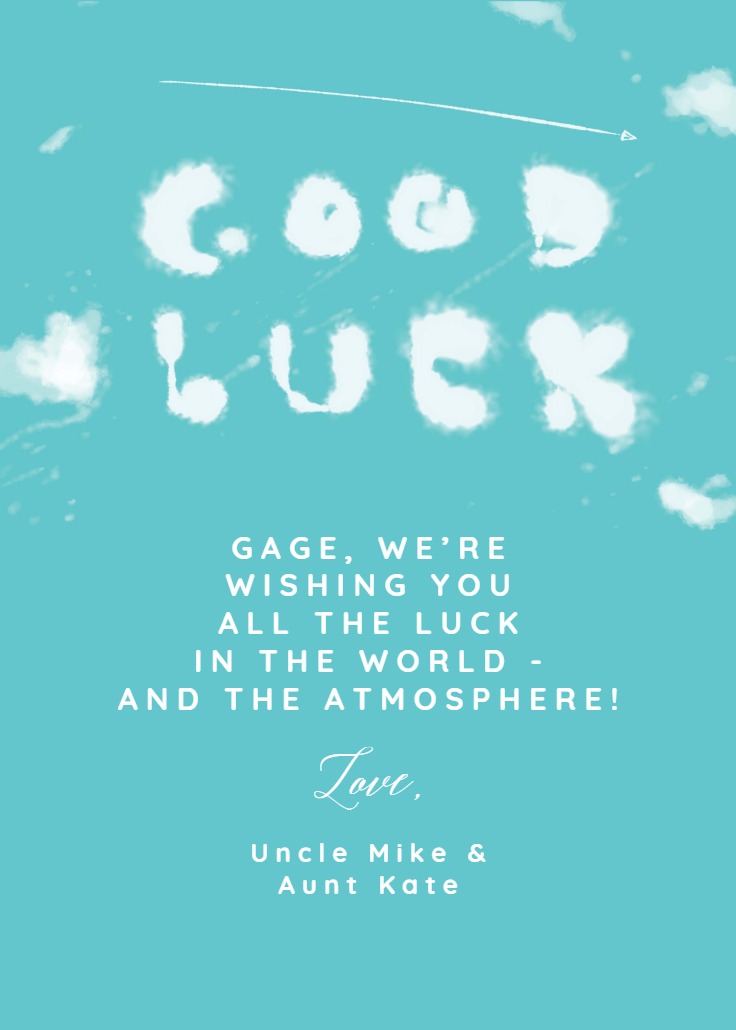 Skywriting - Good Luck Card (Free) | Greetings Island