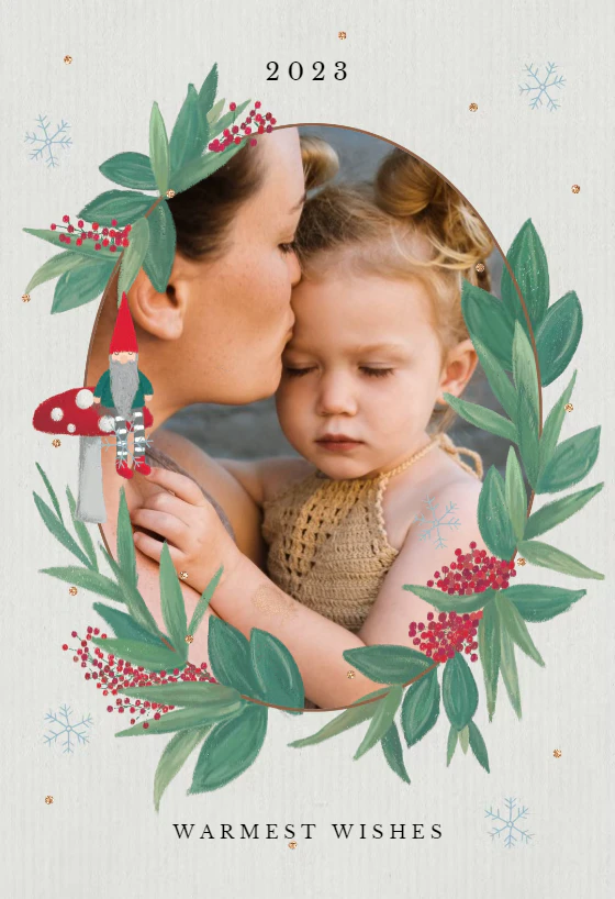 Winter blue and gold wreath - Christmas Card (Free) | Greetings Island