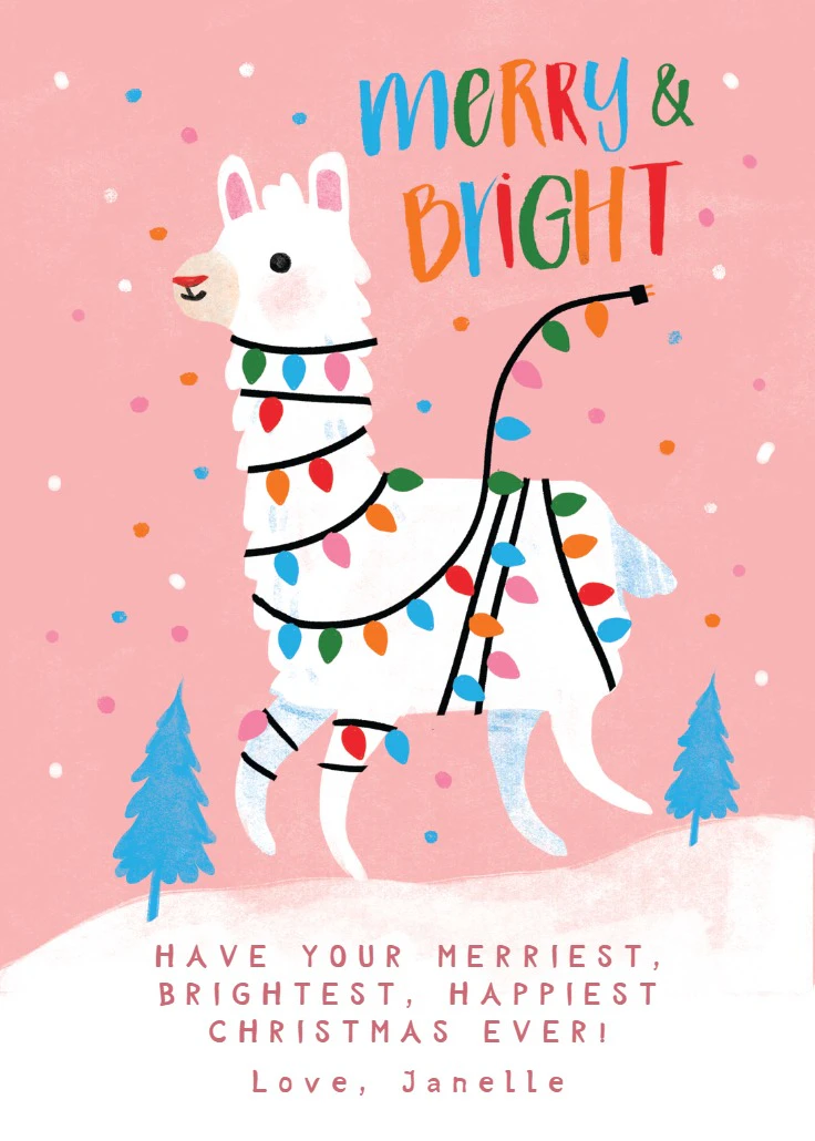 Llama Lights - Christmas Card | Greetings Island