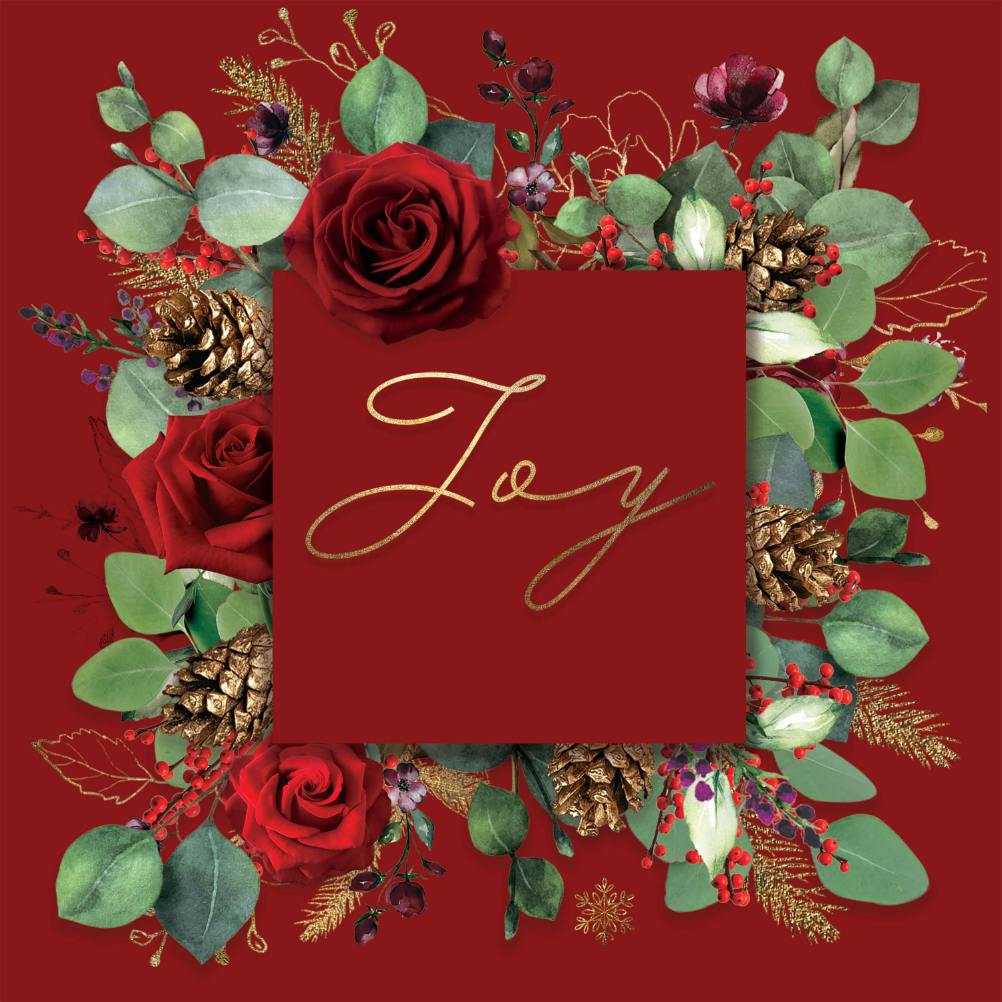 Red Rose Wreath - Christmas Card | Greetings Island