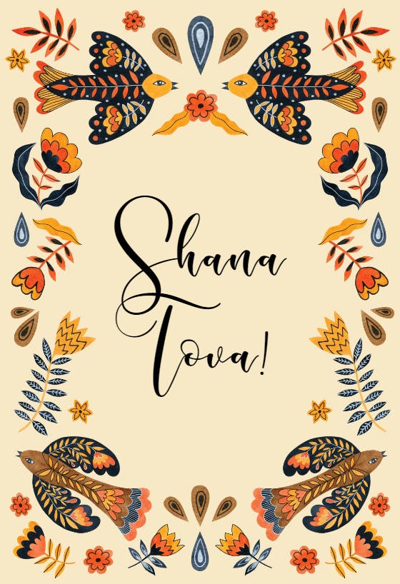 Birds and Flowers - Rosh Hashanah Card (Free) | Greetings Island
