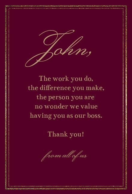 Classic Message - Boss Day Card (Free) | Greetings Island