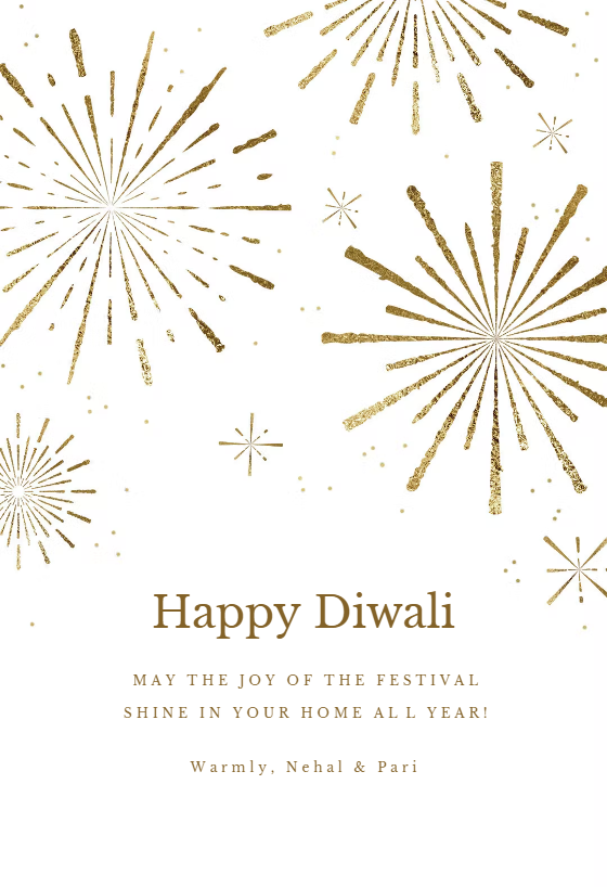 Golden fireworks - Diwali Card | Greetings Island
