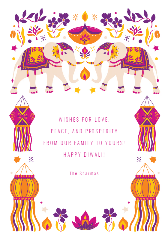 Ornamental Elephant Frame - Diwali Card | Greetings Island