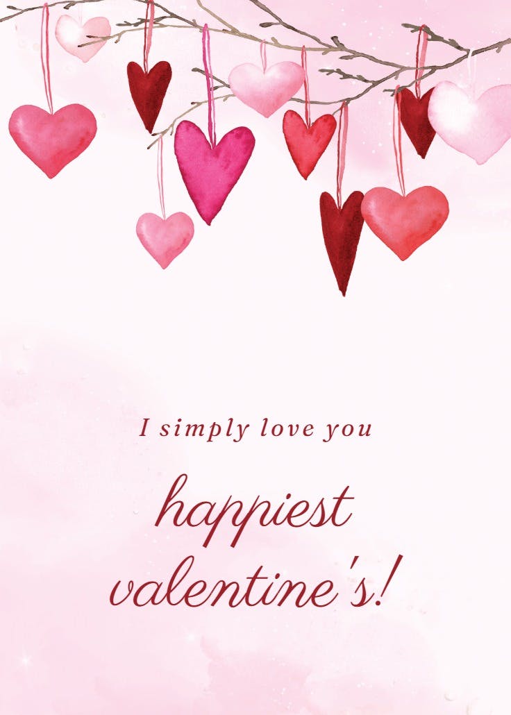 Valentine's day hanging hearts - Love Card | Greetings Island