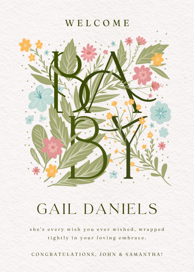 Baby Florals - Baby Shower & New Baby Card | Greetings Island