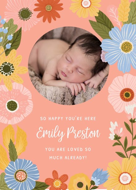 Floral Blooms Photo - Baby Shower & New Baby Card | Greetings Island