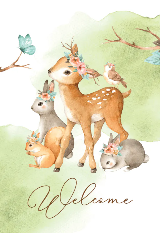Happy Watercolor Forest - Baby Shower & New Baby Card | Greetings Island